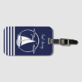 Nautical white sailboat silhouette/sail away luggage tag | Zazzle