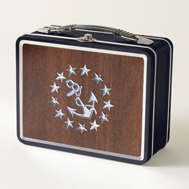Nautical Yacht Flag Anchor Stars Symbol Metal Lunch Box | Zazzle