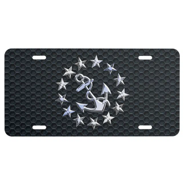 Nautical Yacht Flag Chrome Ensign on Grille Print License Plate | Zazzle