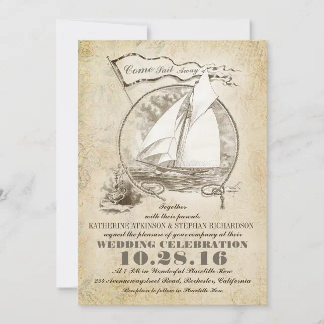 Nautical yacht wedding invitation-Come Sail Away Invitation | Zazzle