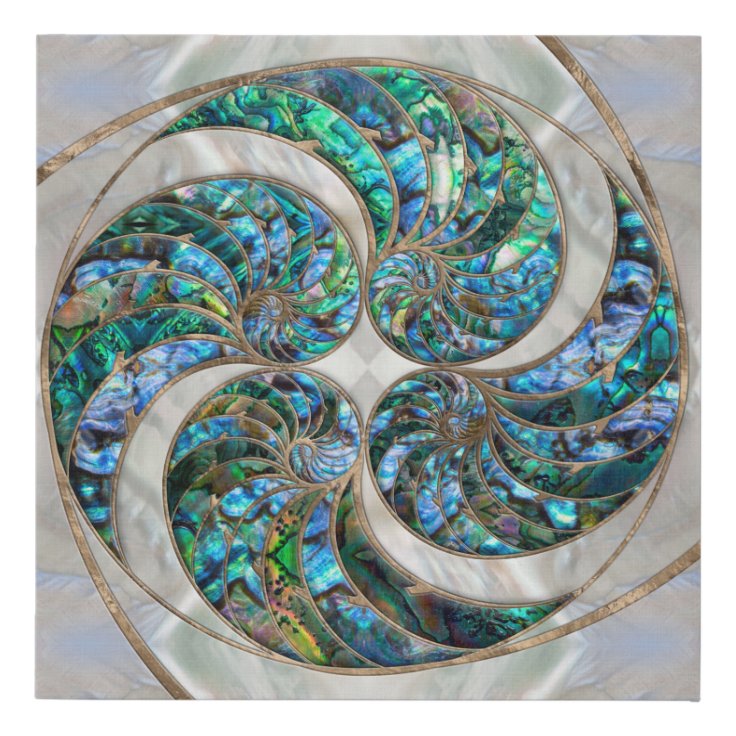 Nautilus Shell - Abalone and Pearl Faux Canvas Print | Zazzle