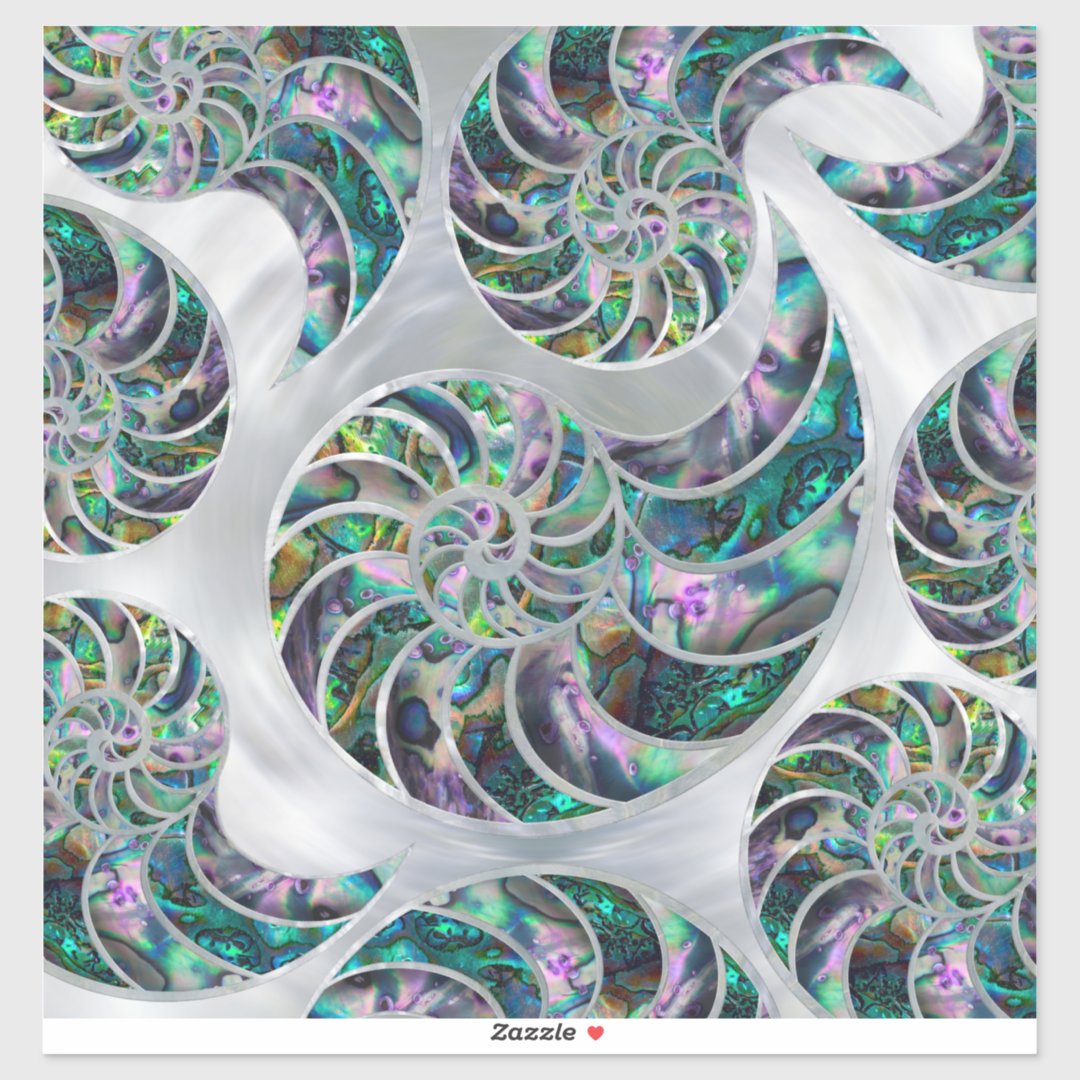 Nautilus Shell Abalone and Pearl Sticker | Zazzle