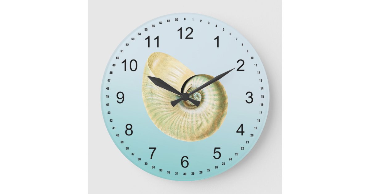 Nautilus shell large clock | Zazzle