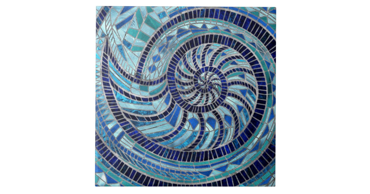 Nautilus Shell mosaic art Ceramic Tile | Zazzle