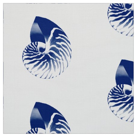 Blue and white seashells fabric | Zazzle