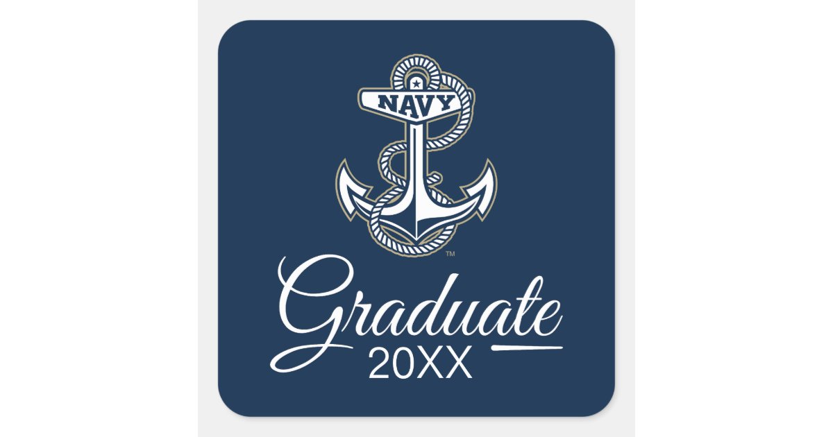 Naval Academy Anchor Graduate Square Sticker | Zazzle