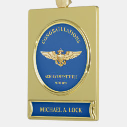Naval Aviator / Wings of Gold Custom Gold Plated Banner Ornament | Zazzle