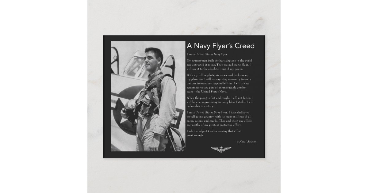 Naval Flyer's Creed Postcard | Zazzle