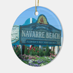 Navarre Beach Florida welcome sign Ceramic Ornament | Zazzle