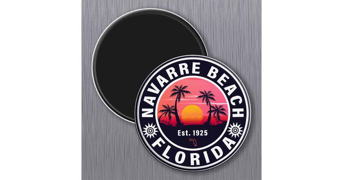 Navarre Florida Beach Retro Sunset Palm Trees 60s Magnet | Zazzle