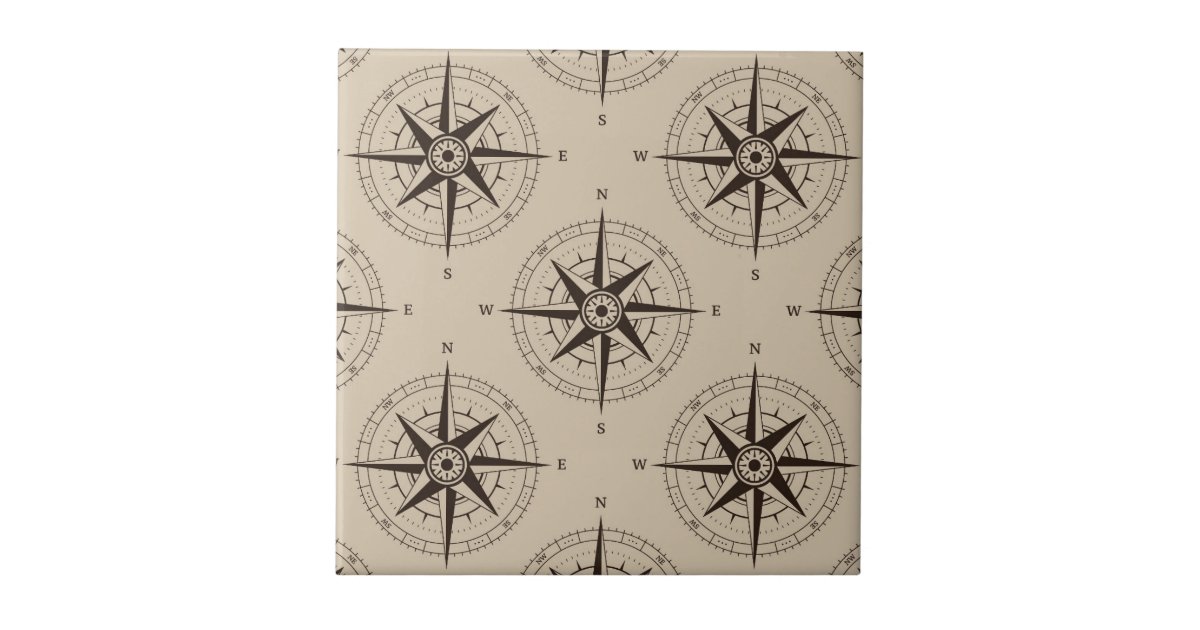 Navigation Compass Pattern Tile | Zazzle