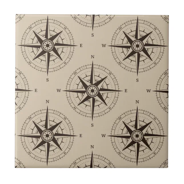 Navigation Compass Pattern Tile | Zazzle