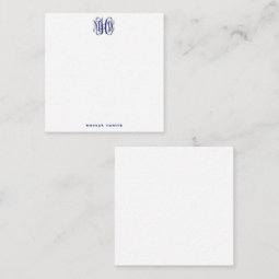 Navy 3 Initial Vine Script Monogram DIY BG Note Card | Zazzle