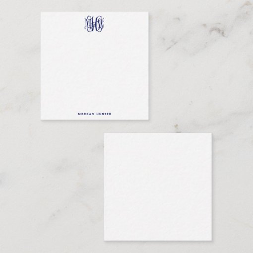 Navy 3 Initial Vine Script Monogram DIY BG Note Card | Zazzle