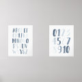 Navy Alphabet and Numbers Educational Classroom Wall Art Sets | Zazzle