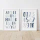 Navy Alphabet and Numbers Educational Classroom Wall Art Sets | Zazzle