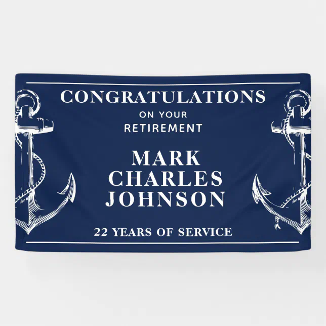 Navy Anchor Retirement Banner | Zazzle