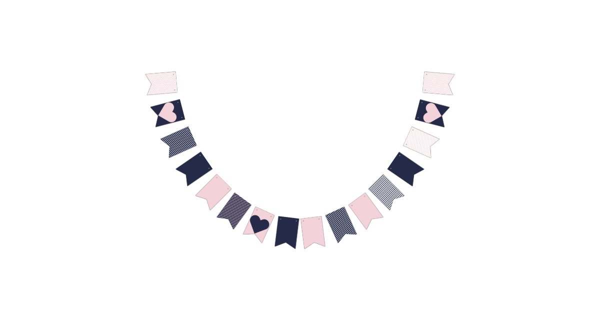Navy and Blush Pink Preppy Bunting Bunting Flags | Zazzle