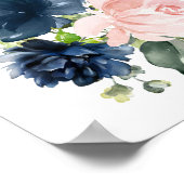 Navy and Blush Watercolor Flowers, Girl Nursery Poster | Zazzle
