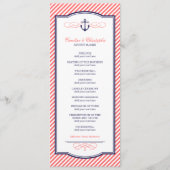 Navy and Coral Nautical Anchor Wedding Program | Zazzle