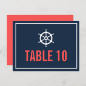 Navy and Coral Nautical Table Number Postcard | Zazzle