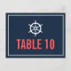 Navy and Coral Nautical Table Number Postcard | Zazzle