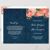 Navy and Coral Shabby Chic Floral Wedding Programs | Zazzle