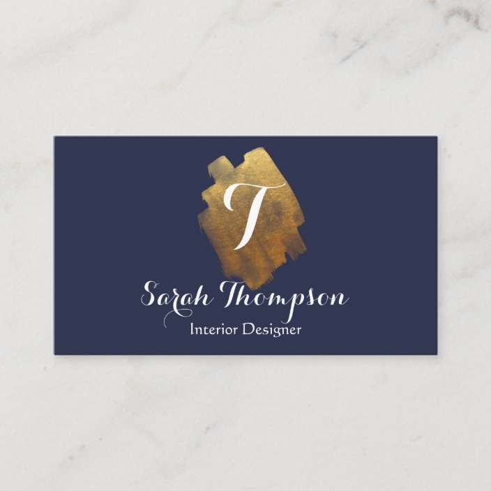 Navy and Gold Monogram Business Card | Zazzle.com