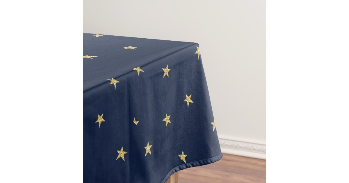 Navy And Gold Stars Tablecloth | Zazzle