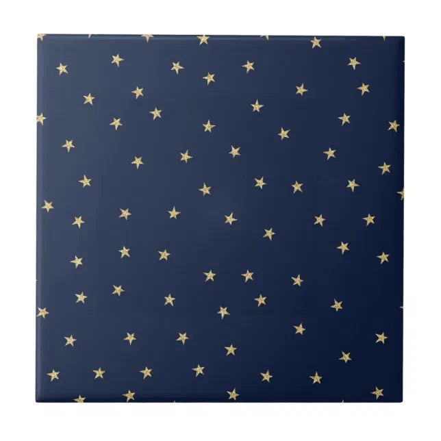 Navy And Gold Stars Tile | Zazzle