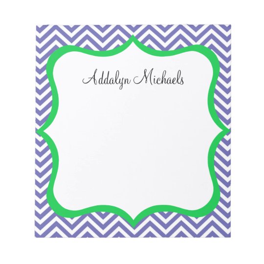 Navy and Green Chevron Personalized Notepad | Zazzle.com