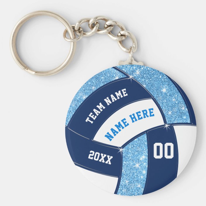 Navy and Light Blue and White Volleyball Keychains | Zazzle.com
