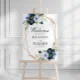 navy and light blue geometric wedding sign | Zazzle