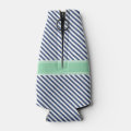 Navy and Mint Stripes Nautical Anchor Monogram Bottle Cooler | Zazzle