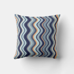 Navy and Orange Wavy Stripes Throw Pillow | Zazzle