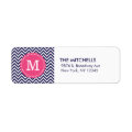 Navy and Pink Modern Chevron Custom Monogram Label | Zazzle