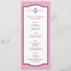 Navy and Pink Nautical Anchor Wedding Menu Card | Zazzle
