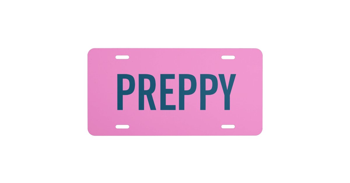 Navy and Pink Preppy License Plate | Zazzle