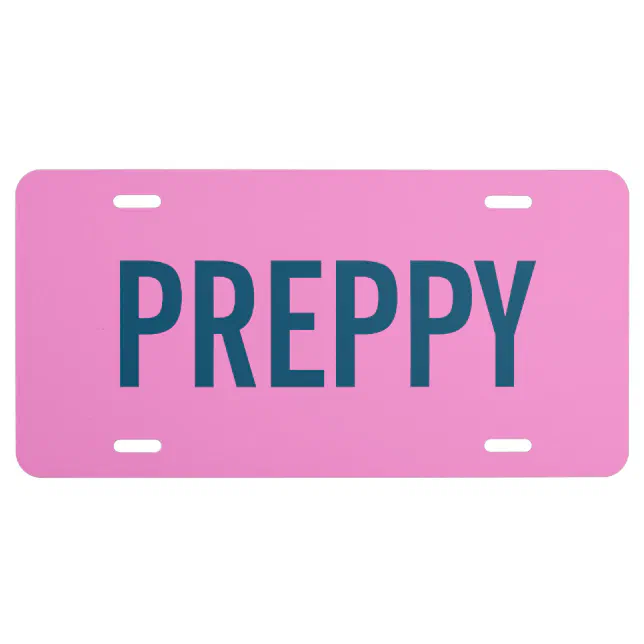 Navy and Pink Preppy License Plate | Zazzle