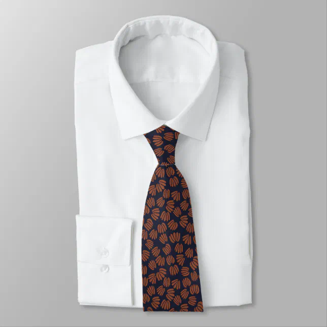 Navy and Rust abstract floral Neck Tie | Zazzle