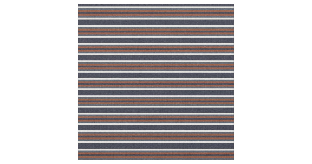 Navy and Rust Stripes II Fabric | Zazzle