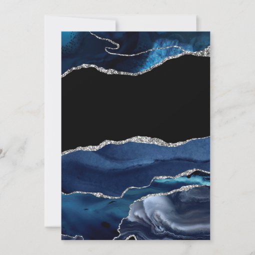 Navy and Silver Agate Engagement Party Invitation | Zazzle