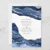 Navy and Silver Agate QR Code RSVP Wedding Invitation | Zazzle