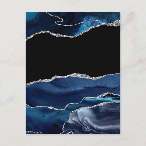 Navy and Silver Agate Wedding Guest Details Enclosure Card | Zazzle
