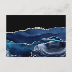Navy and Silver Agate Wedding Reception Enclosure Card | Zazzle