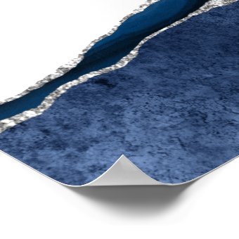 Navy and Silver Agate Wedding Welcome Poster | Zazzle