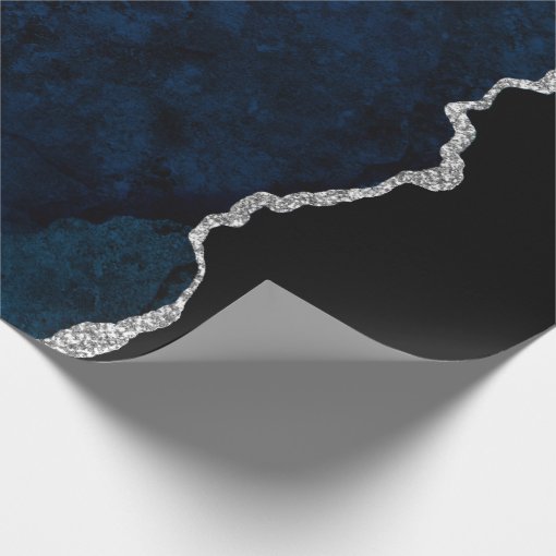 Navy and Silver Agate Wrapping Paper | Zazzle