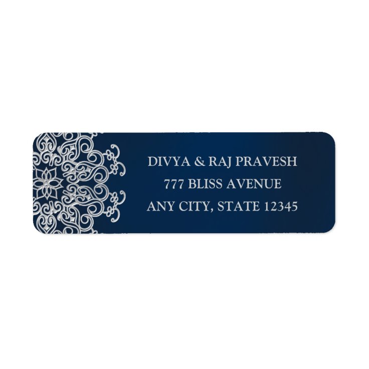 Navy AND Silver INDIAN Style ADDRESS LABELS | Zazzle