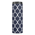 Navy and Turquoise Moroccan Quatrefoil Monogram Thermal Tumbler | Zazzle