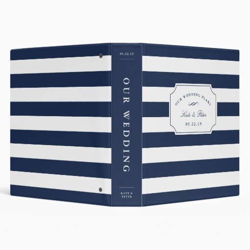 Navy and White Classic Stripe | Wedding Planning Binder | Zazzle
